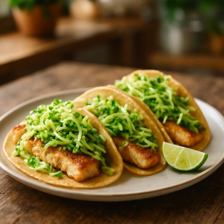 Fish Tacos with Cabbage Slaw and Spicy Sriracha Mayo