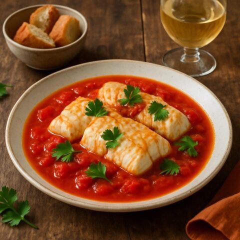 Poached Cod in Tomato Sauce – Light, Healthy, and Flavorful