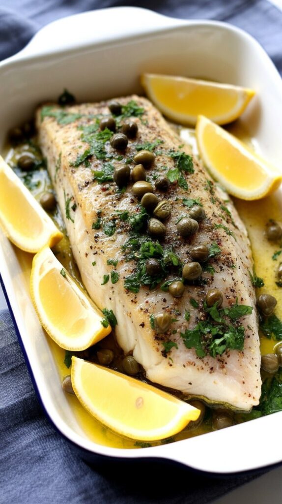 Baked Cod with Lemon and Capers