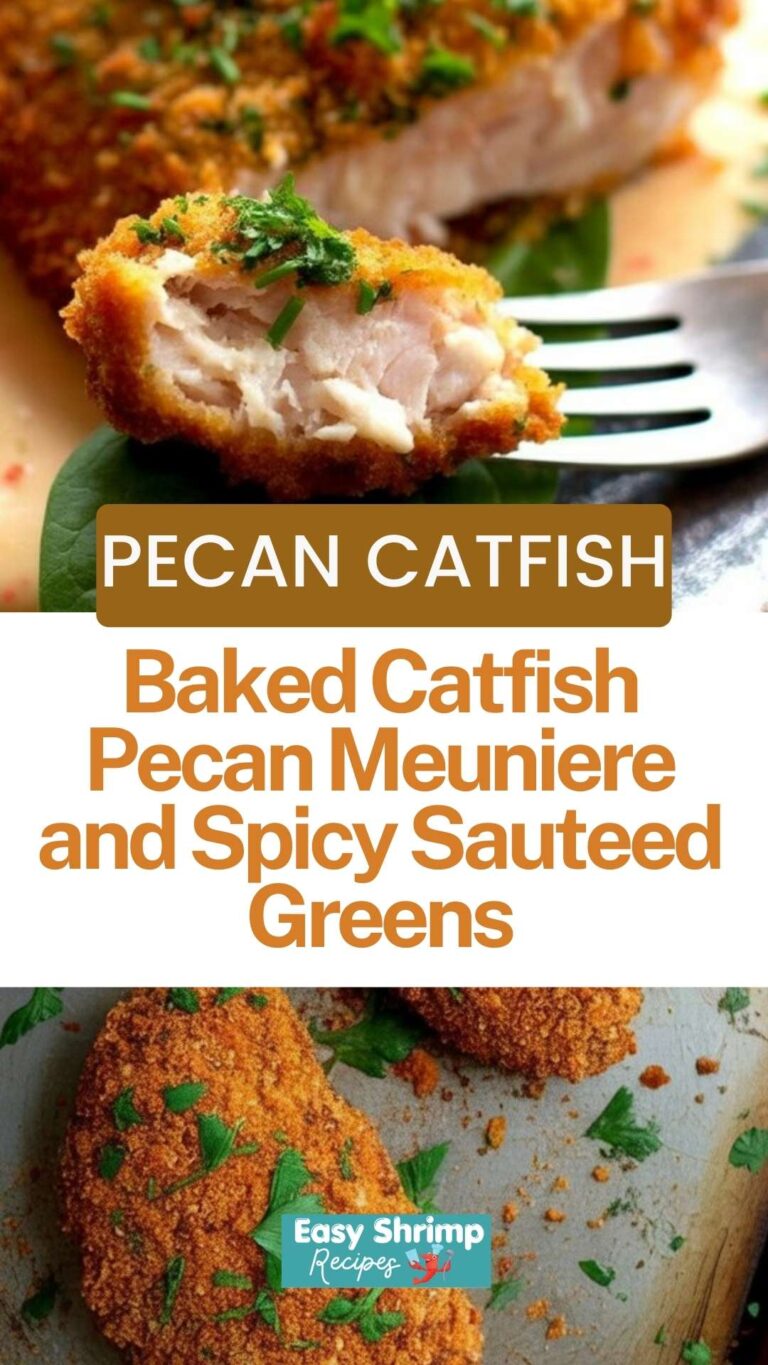 Baked Catfish Pecan Meuniere and Spicy Sauteed Greens